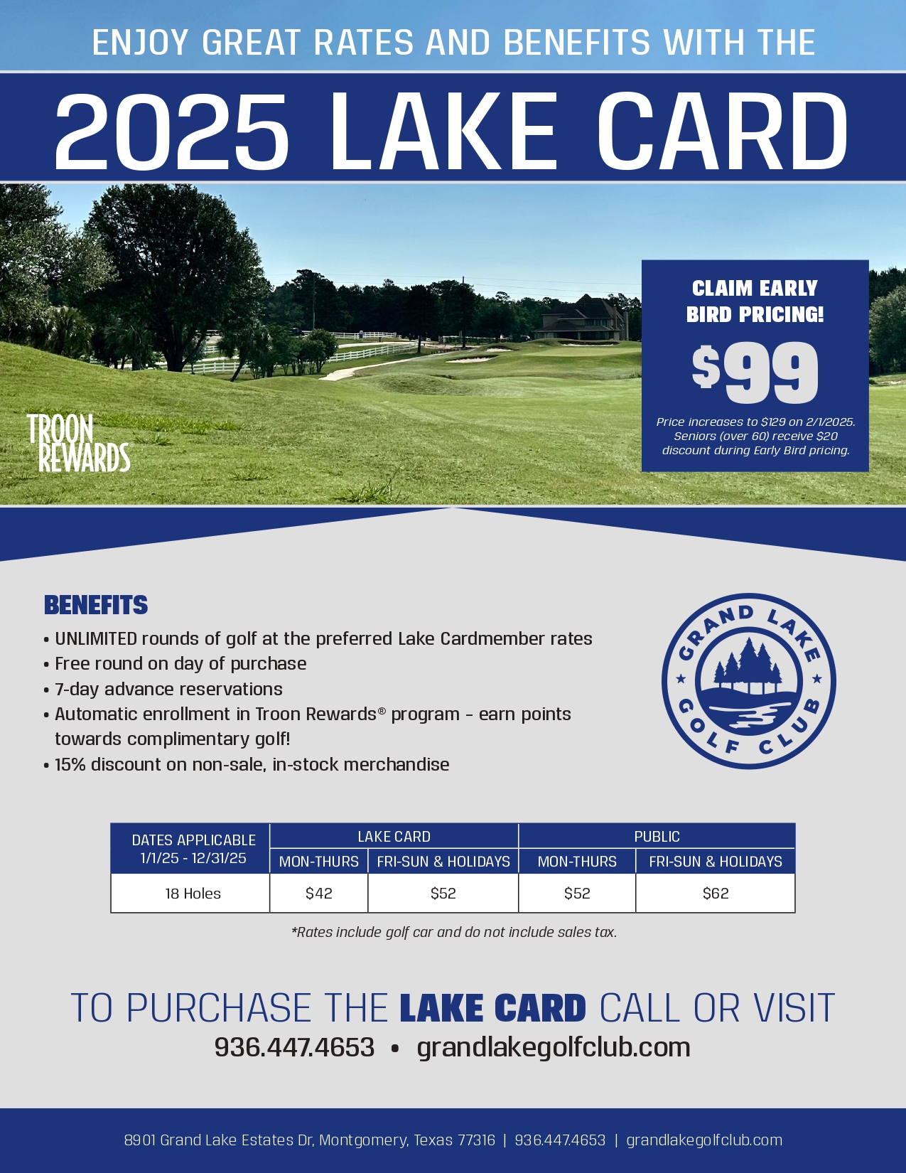2025 Lake Card - Grand Lake Golf Club